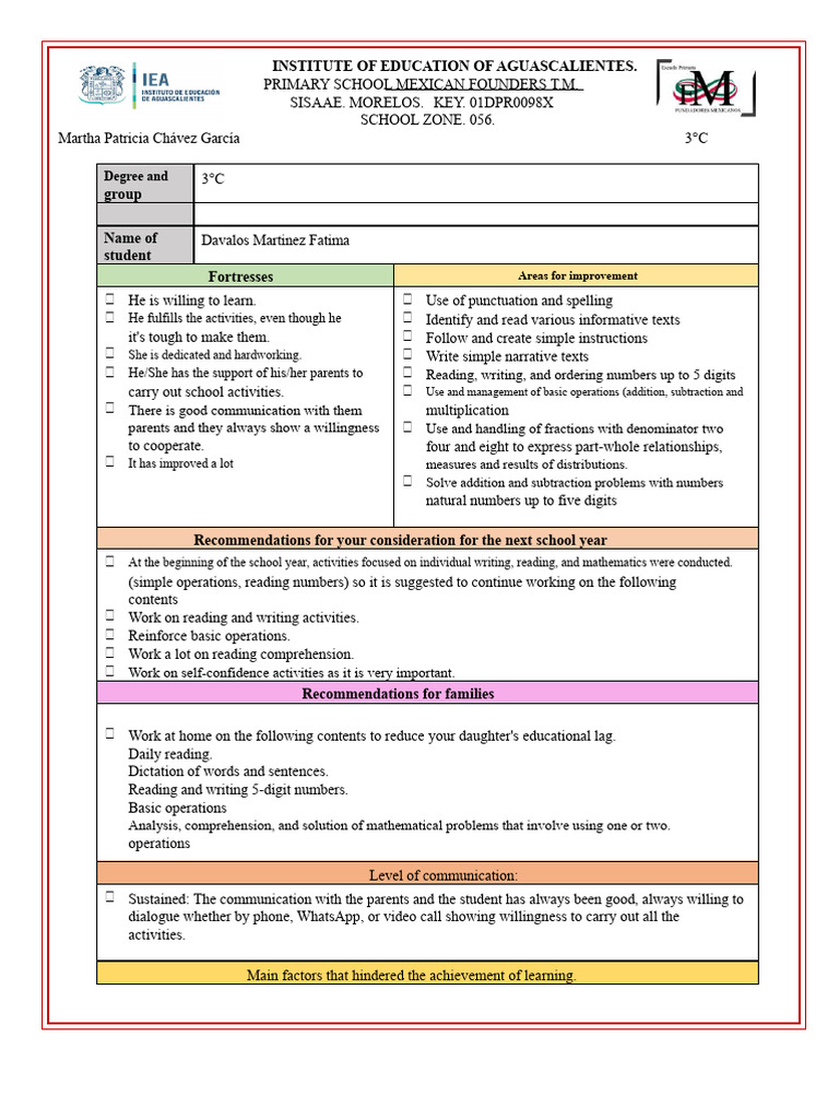 Student Descriptive Sheet | PDF | Cognitive Science | Communication