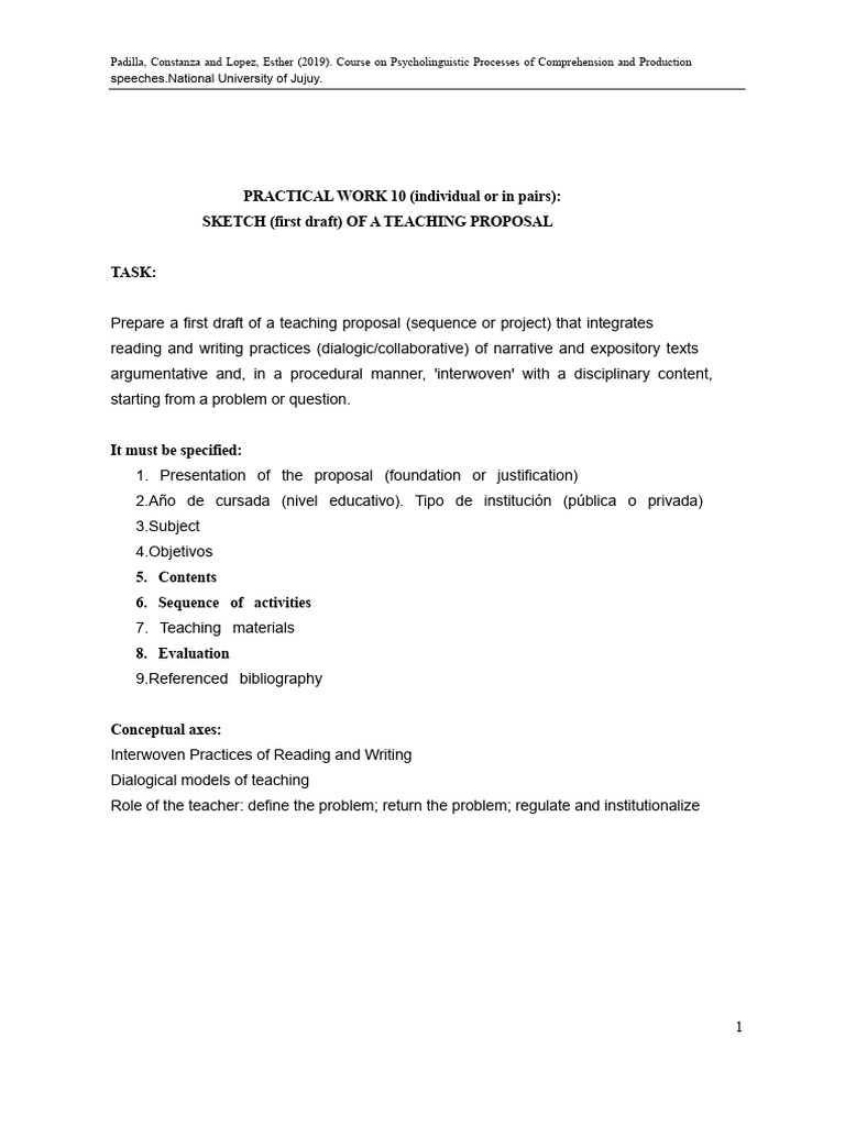 TP 10 Outline of TEACHING PROPOSAL | PDF