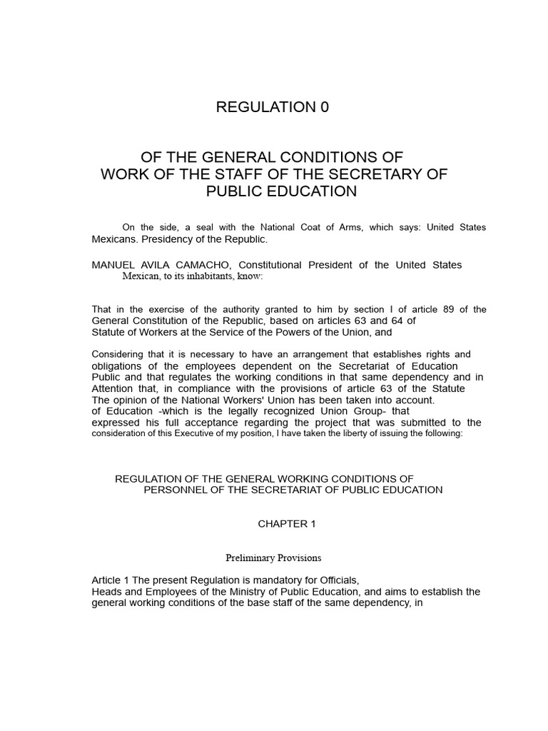 Regulations of The General Working Conditions of The Sep | PDF | Salary ...