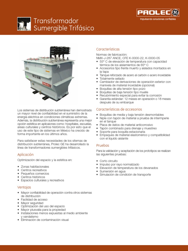 Transformadores Sumergibles Trifásicos | PDF | Submarinos | Transformador