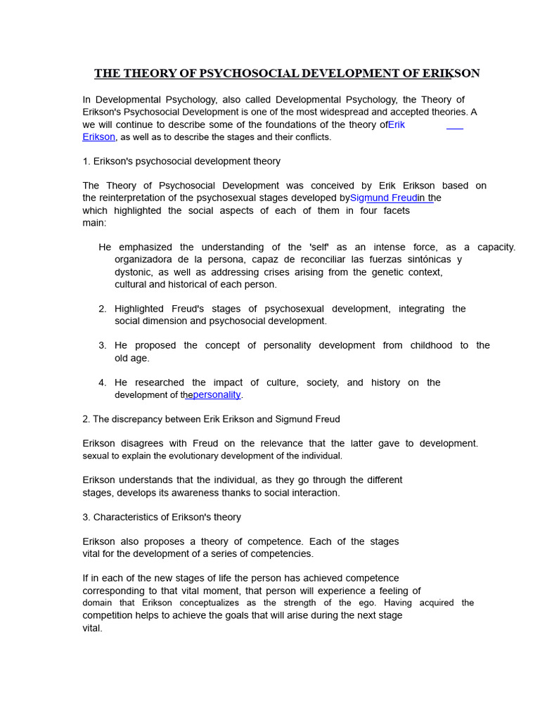 Erikson's Psychosocial Development Theory | PDF | Cognitive Development ...