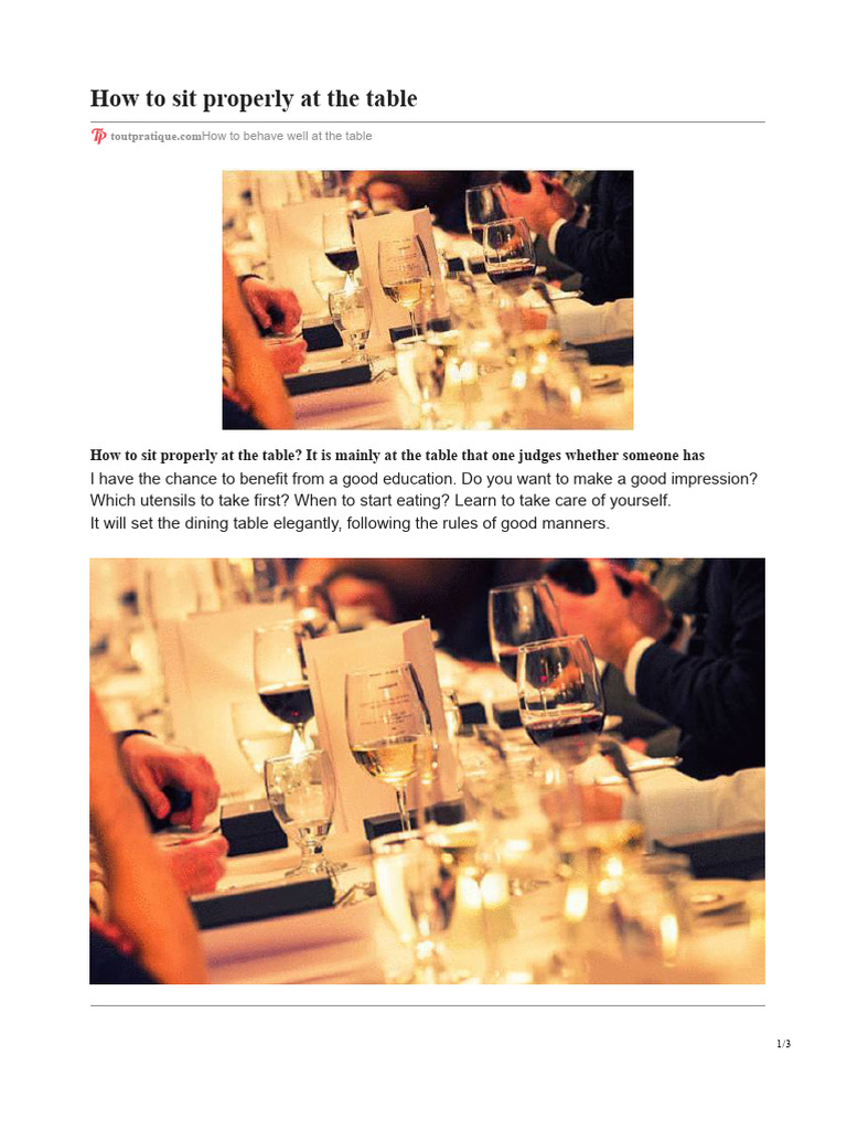How To Sit Properly at The Table | PDF | Etiquette