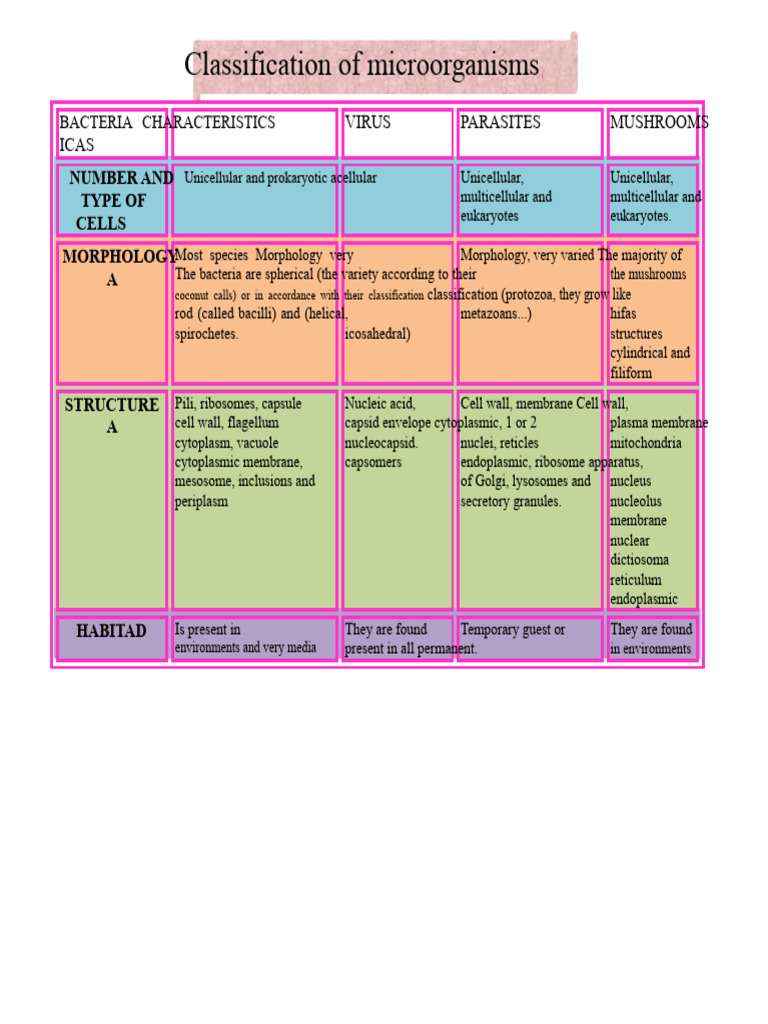 Classification of Microorganisms | PDF | Cell (Biology) | Bacteria
