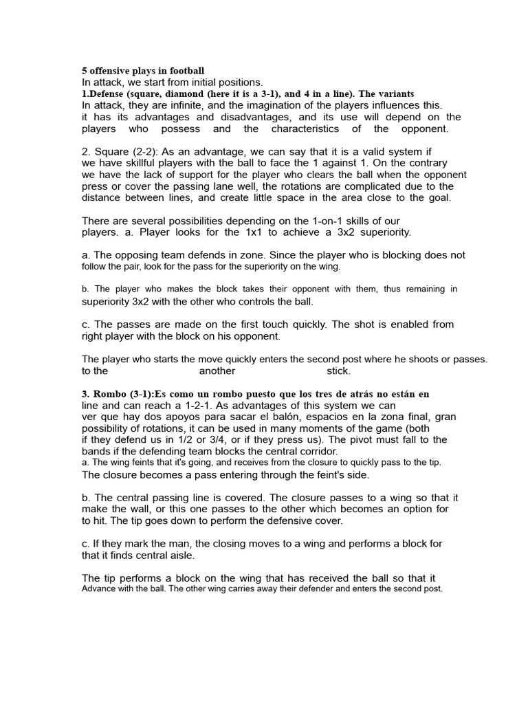 5 Offensive Plays in Football | PDF | Forward (Association Football ...