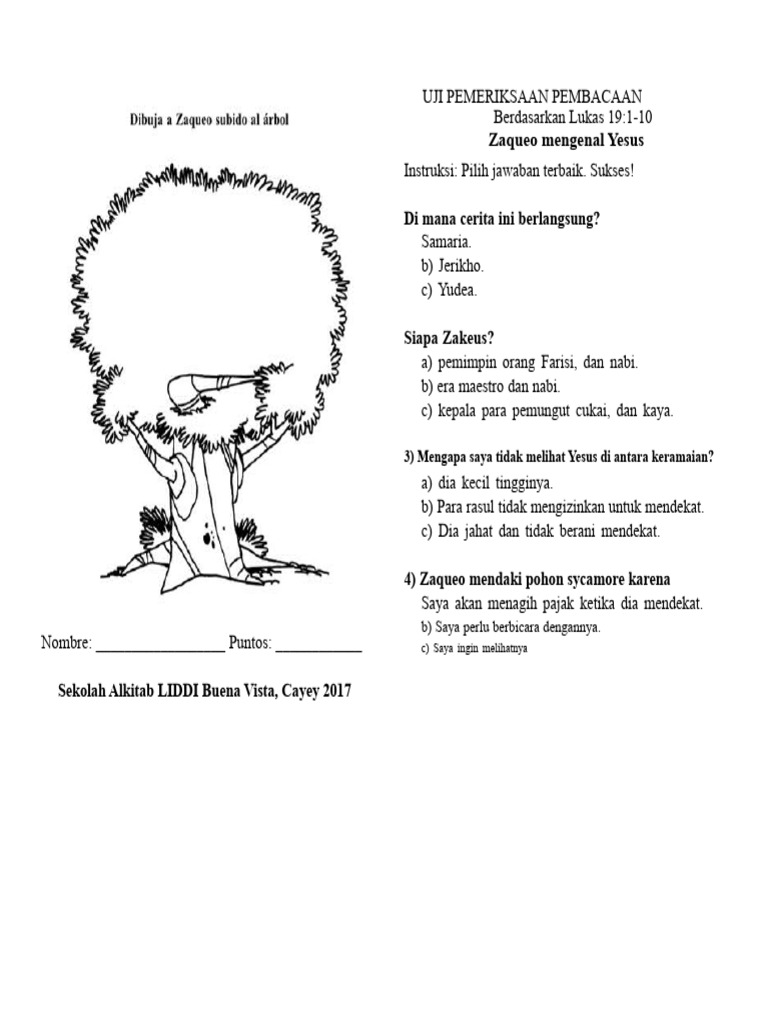Pemeriksaan Bacaan #1 - Zakeus | PDF
