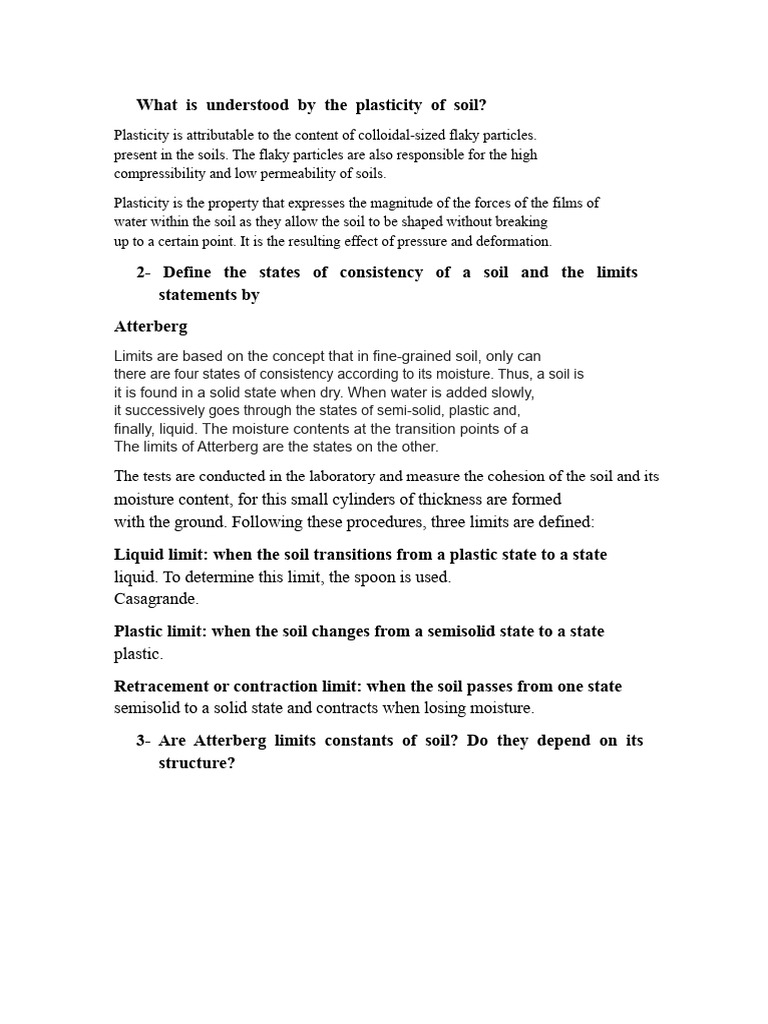 What is Meant by the Plasticity of a Soil | PDF | Applied And Interdisciplinary Physics | Soil