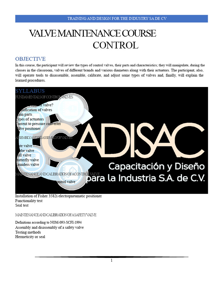 Control Valve Maintenance Course | PDF