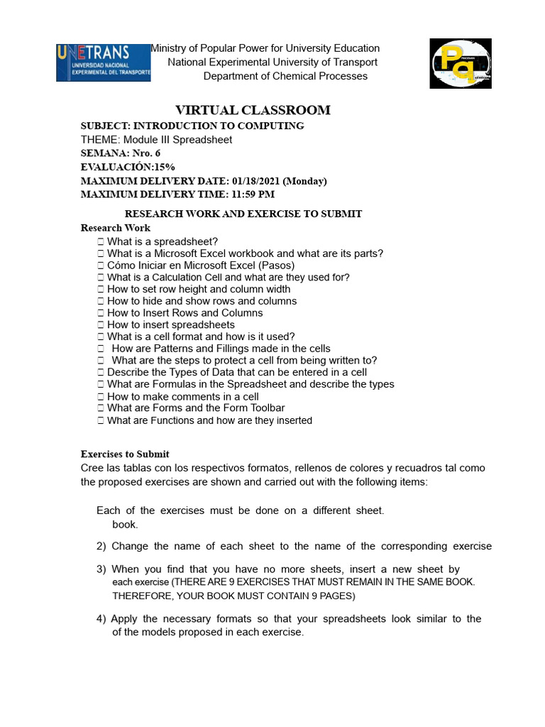 Assessment No. 3 Spreadsheet Value 15% | PDF | Spreadsheet | Microsoft ...