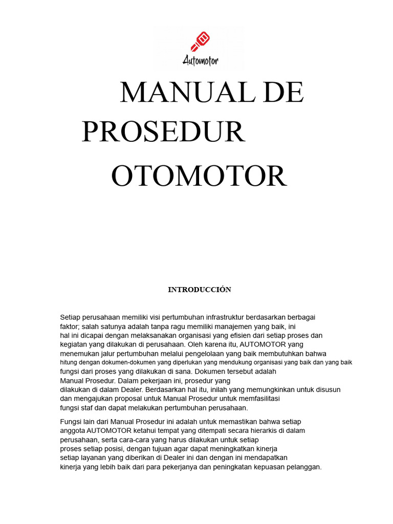 Manual Prosedur Pengelolaan AUTOMOTOR | PDF