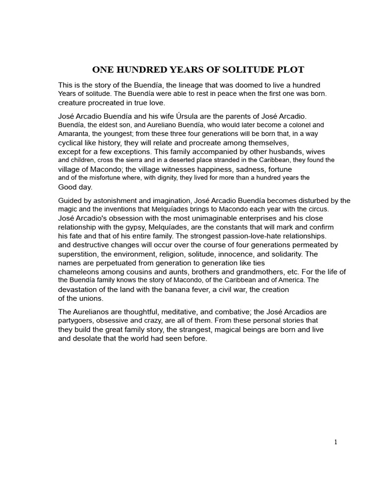 Analysis of One Hundred Years of Solitude | PDF | Latin American ...