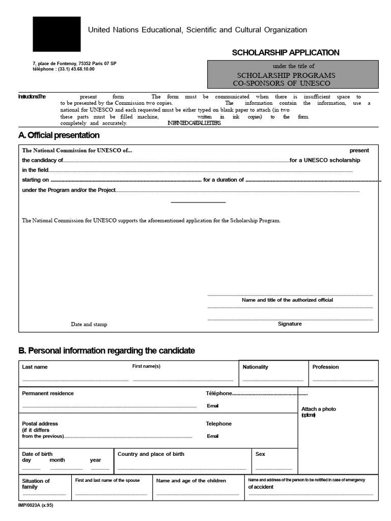 Scholarship Application Form | PDF