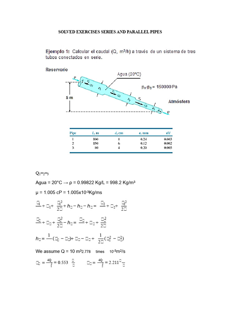 Solved exercises on series pipes | PDF | Gas Technologies | Process ...