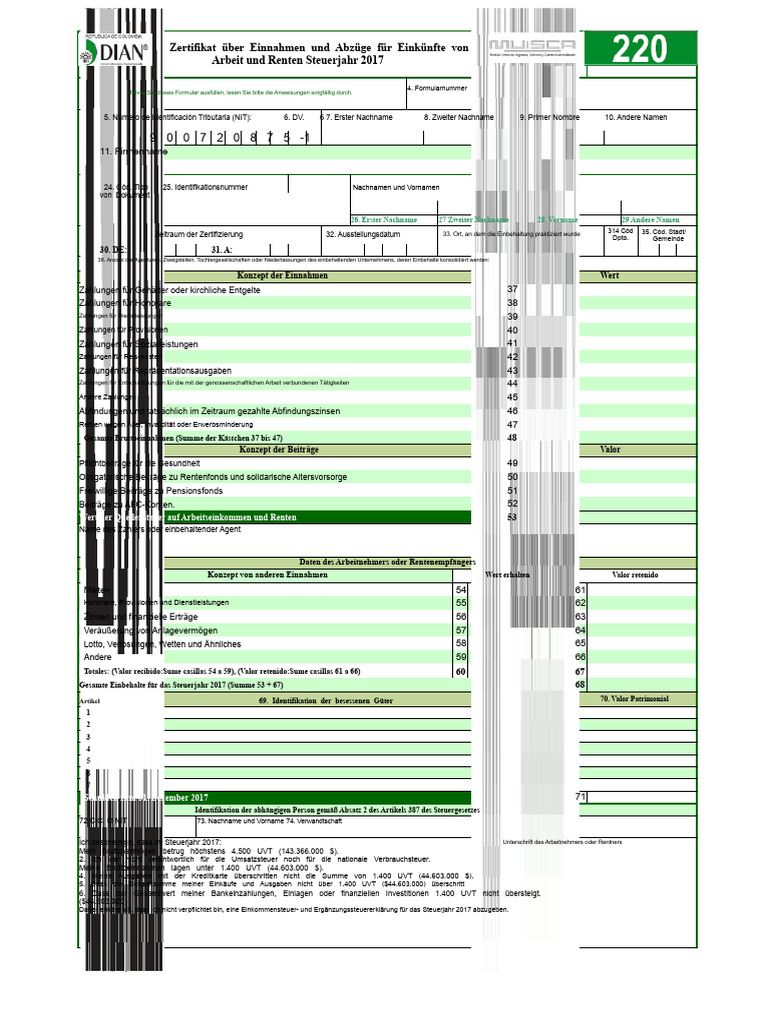 Bearbeitbares Formular 220 | PDF