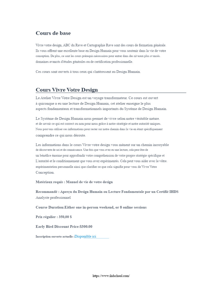 Cours de Design Humain : Formation et Certification | PDF | Évolution ...