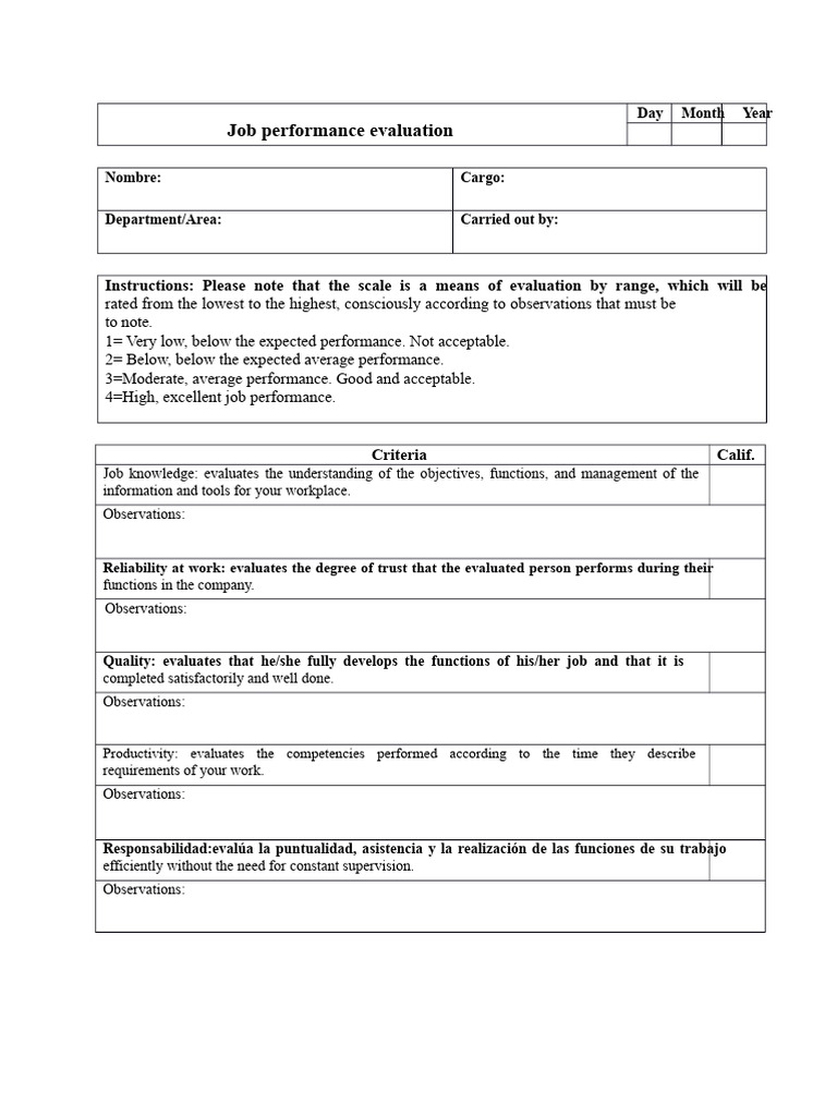 Job Performance Evaluation.docx | PDF | Performance Appraisal | Social ...