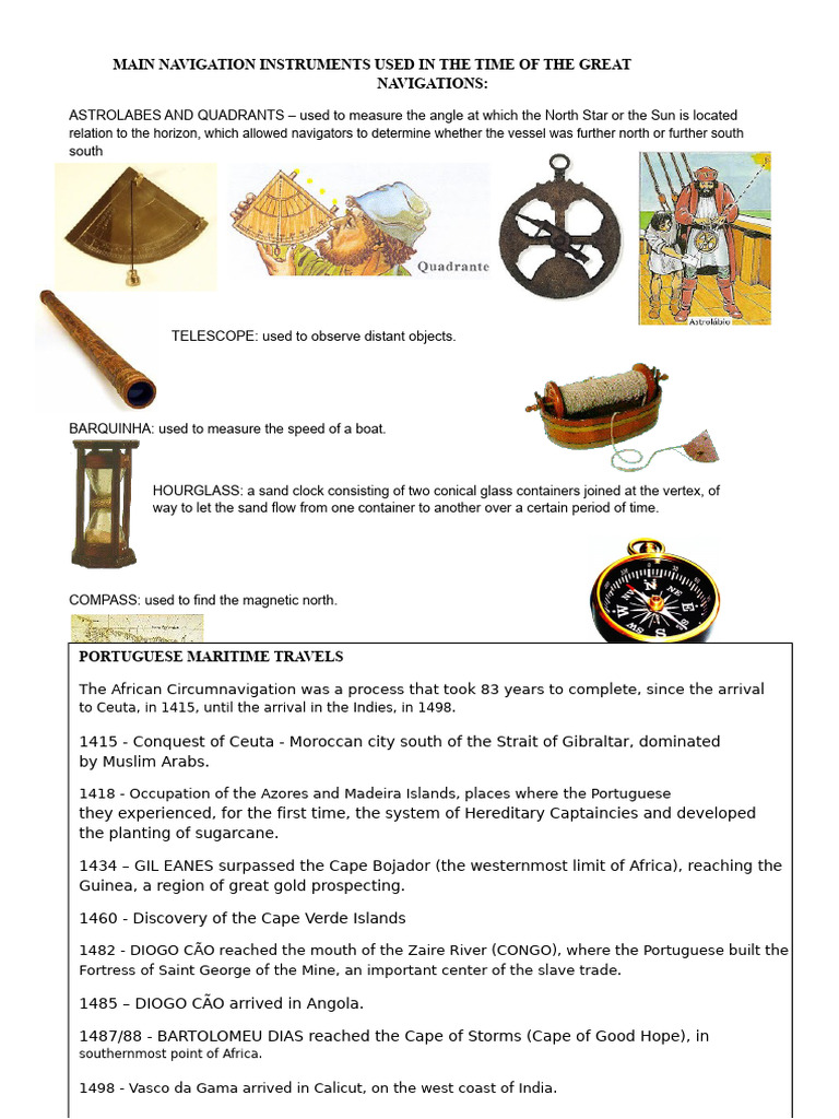 Main Navigation Instruments Used During The Age of Discoveries | PDF ...