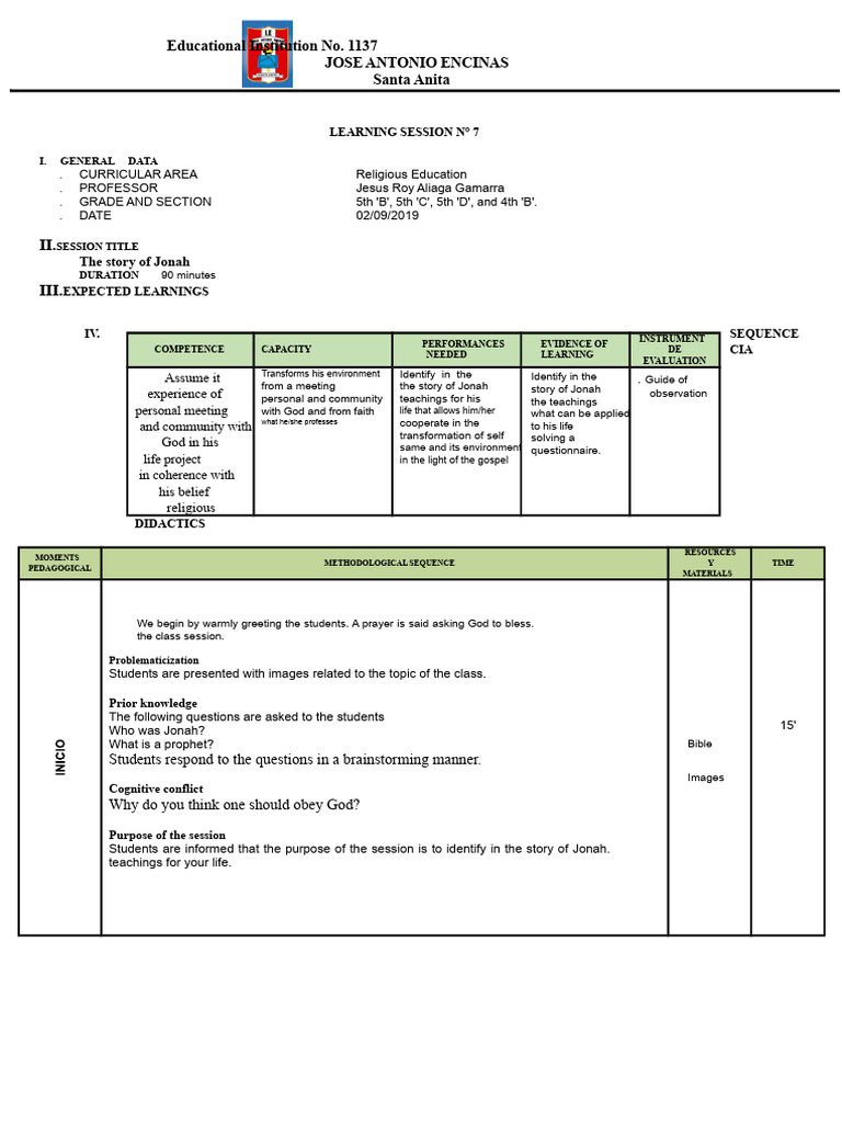 Session The Story of Jonas | PDF | Jonah | Bible