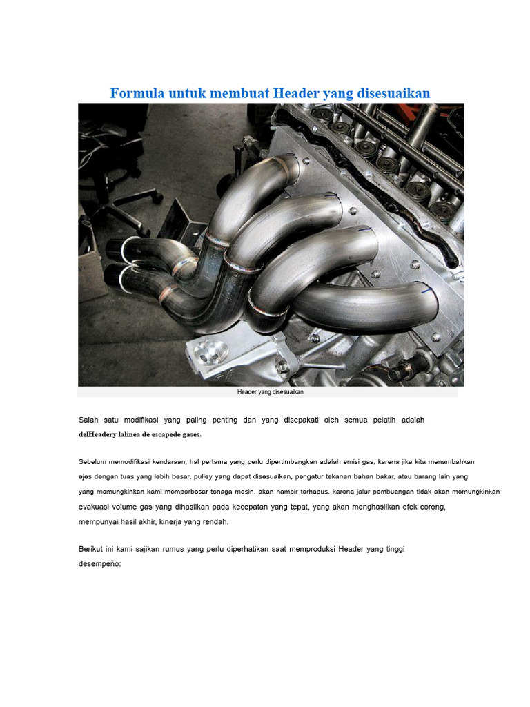 Rumus Desain Header Knalpot Efisien | PDF