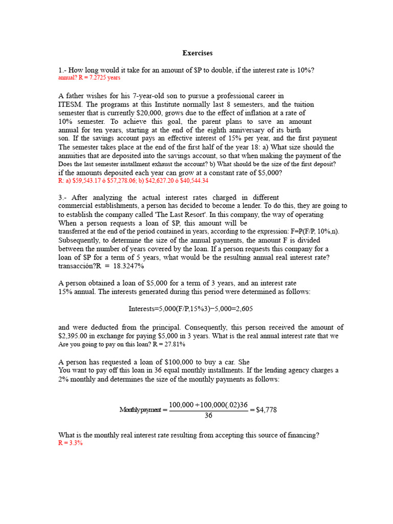 Exercises 1st Partial | PDF | Interest | Interest Rates