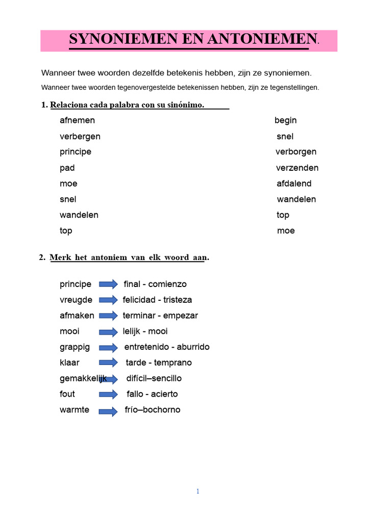 Synoniemen en Antoniemen | PDF