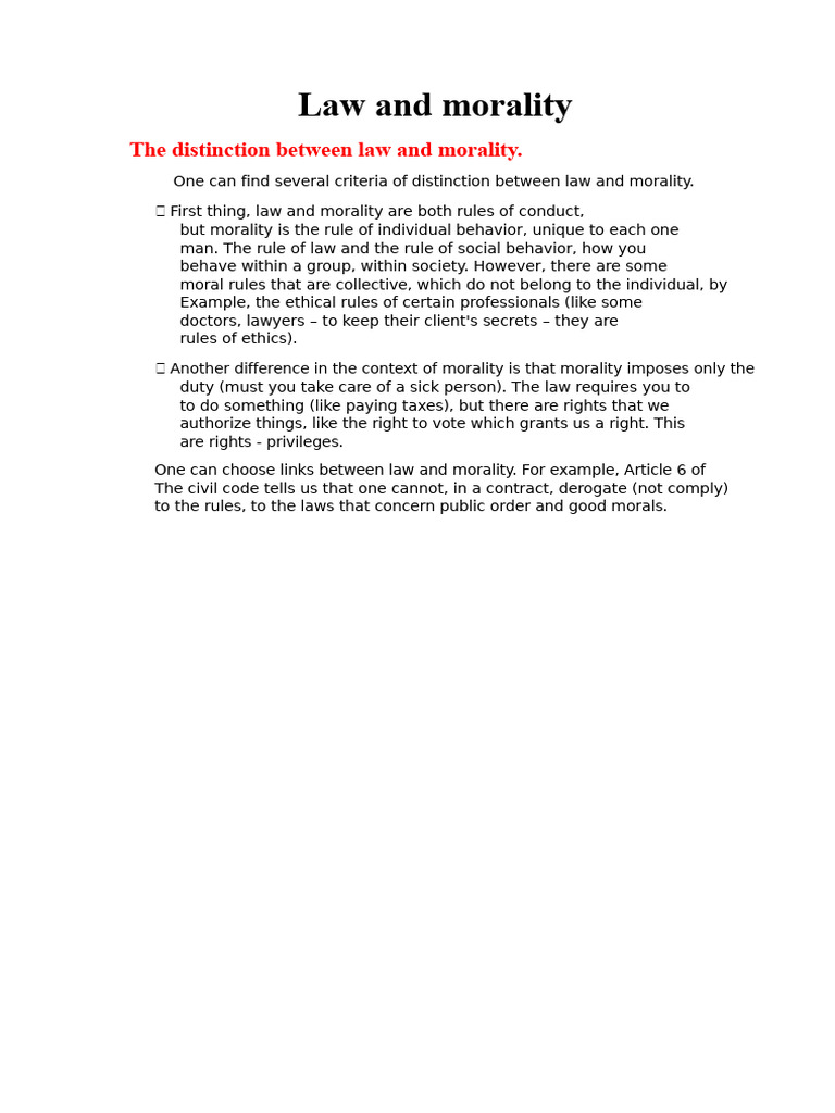 Law and Morality | PDF