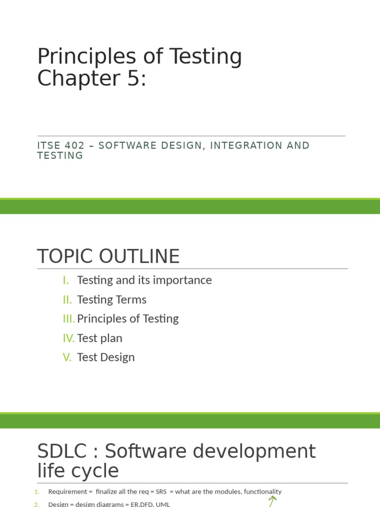 Chapter 5 - Principles of Testing | PDF | Software Release Life Cycle ...