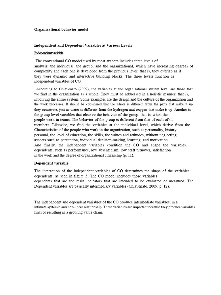 Variables of Organizational Behavior | PDF | Job Satisfaction ...