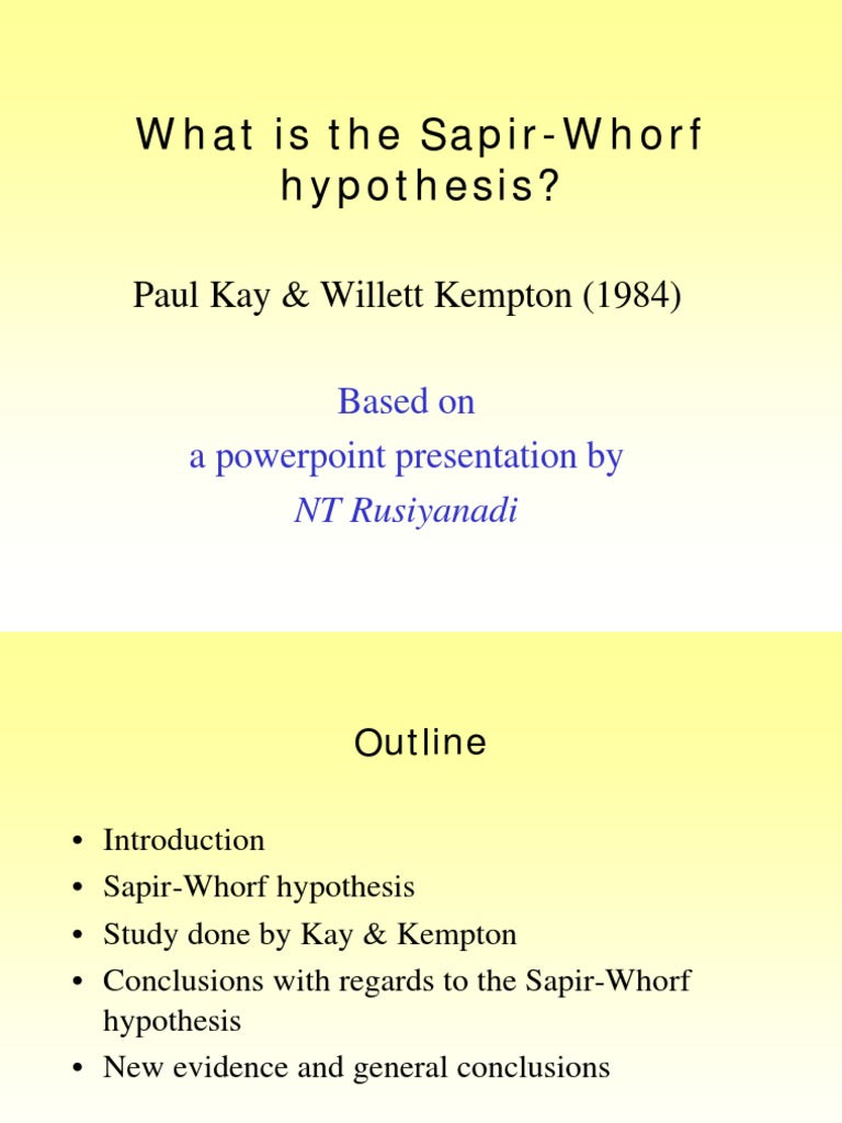 Sapir-Whorf | Linguistics | Cognitive Science