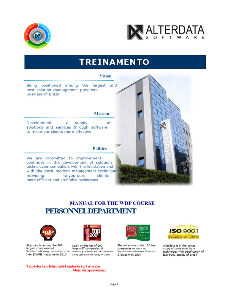 WDP Course Manual for Personnel Department | PDF | Payroll | Salary