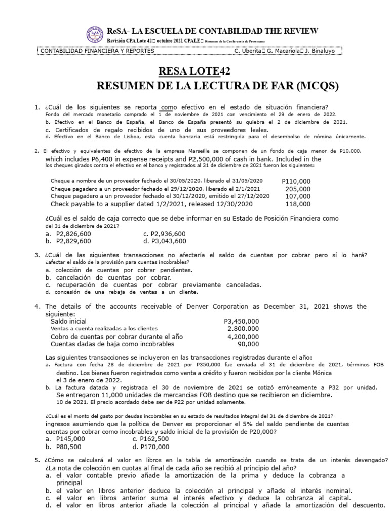 Conferencia Presemana FAR (B42) | PDF | Depreciación | Compartir (Finanzas)