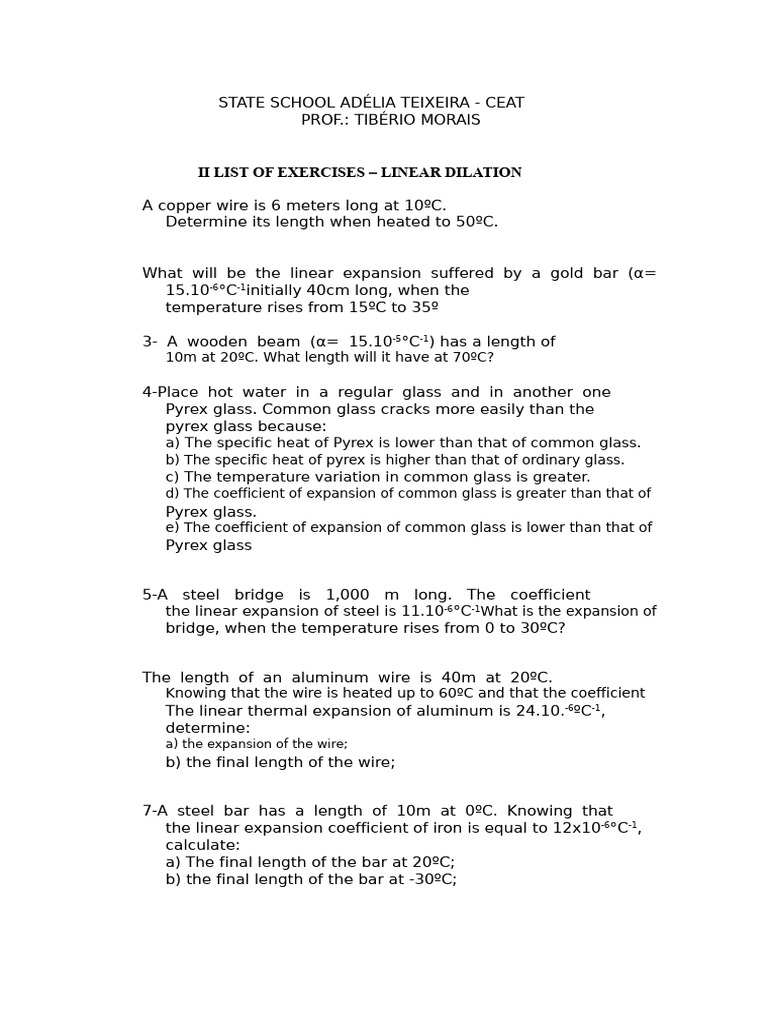Student List Linear Dilation | PDF | Thermal Expansion | Heat Transfer