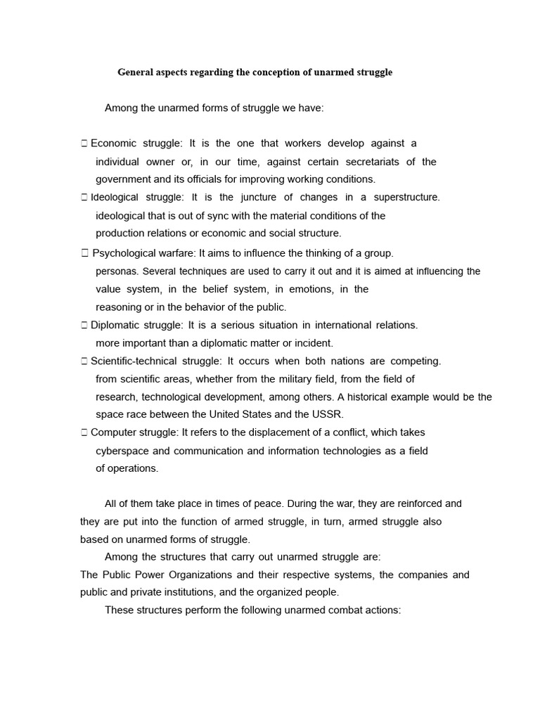 General Aspects Regarding The Concept of Unarmed Struggle | PDF ...