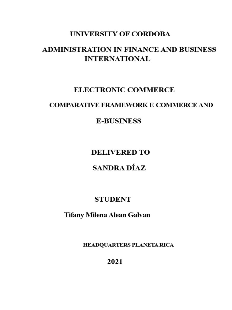 E-Commerce and E-Business Framework | PDF | E Commerce | Electronic ...