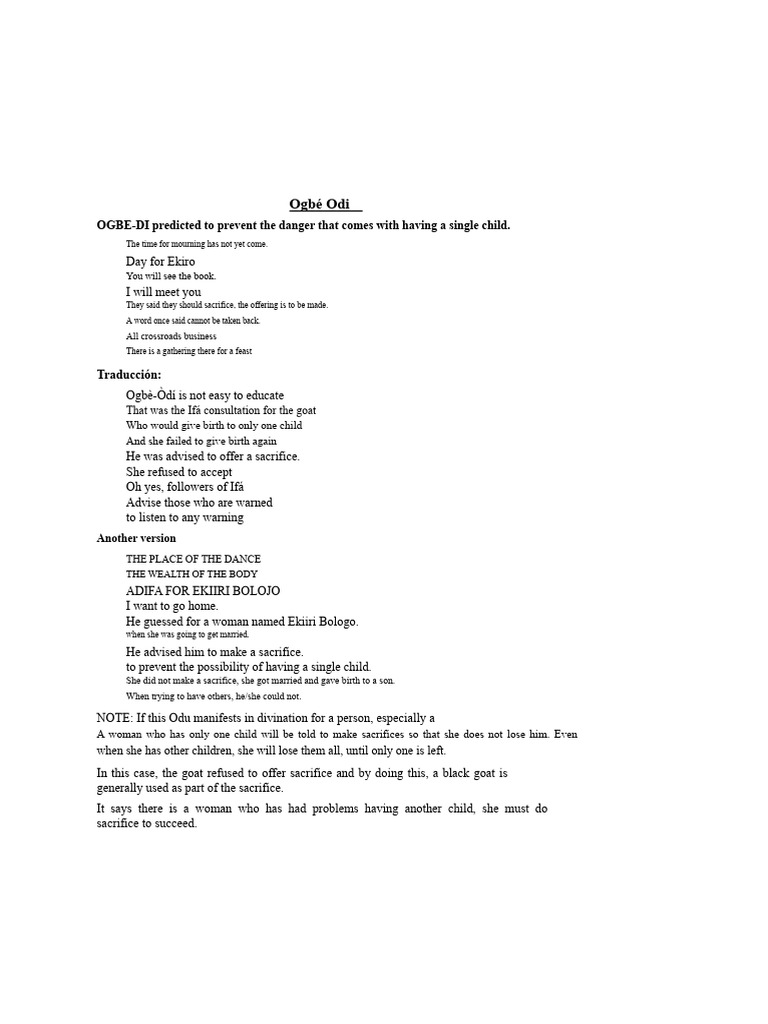 Compendium Ogbe Odi | PDF | God | Menstruation
