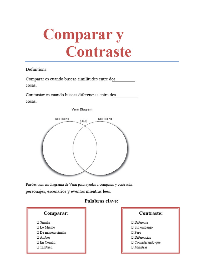 Comparar y Contrastar Notas | PDF