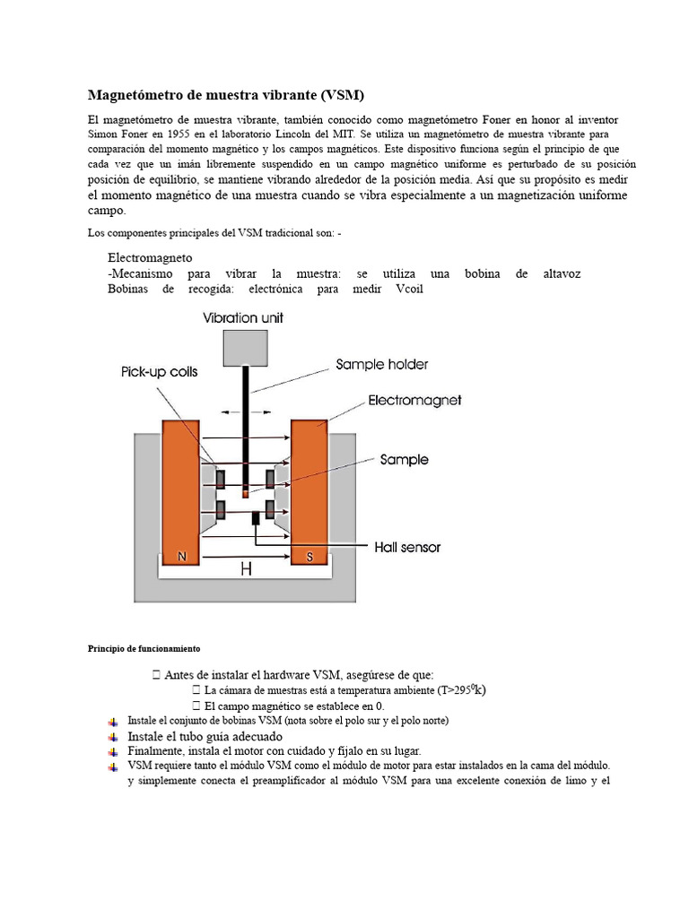 Magnetómetro de Muestra Vibrante (VSM) | PDF | Campo magnético | Imán