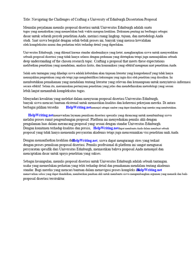 Proposal Disertasi Universitas Edinburgh | PDF