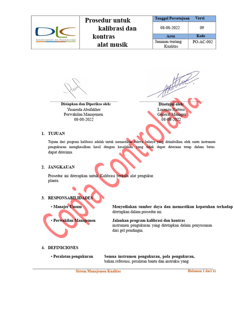 PO-AC-002. Prosedur Kalibrasi Dan Pengujian Alat | PDF