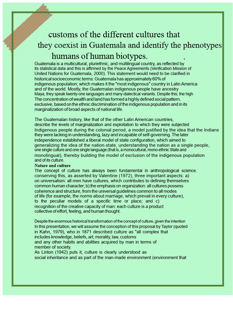 Customs of The Different Cultures That Coexist in Guatemala and ...