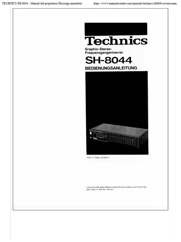Manual del propietario TECHNICS SH-8044 | PDF