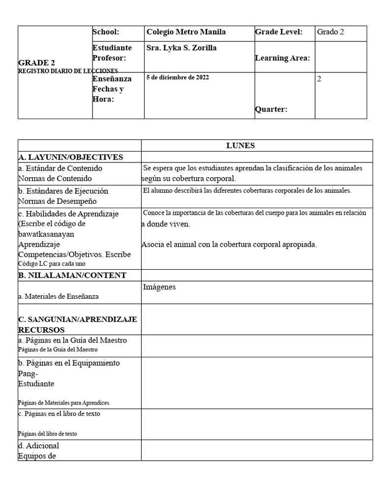 Demostración de Cubiertas del Cuerpo Animal | PDF | Habitat | Enseñando