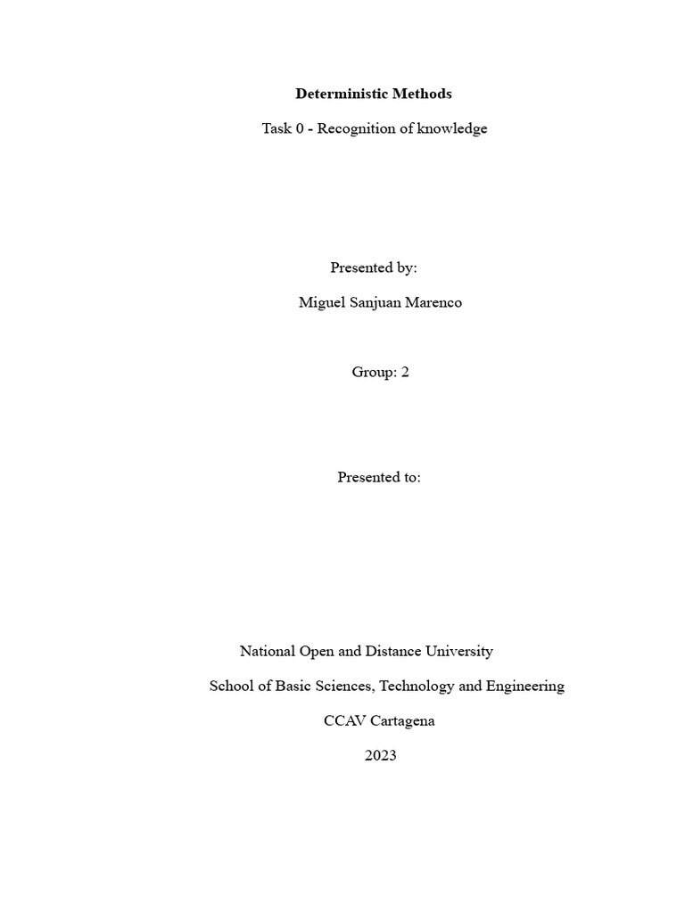 Task 0 - Recognition of knowledge | PDF