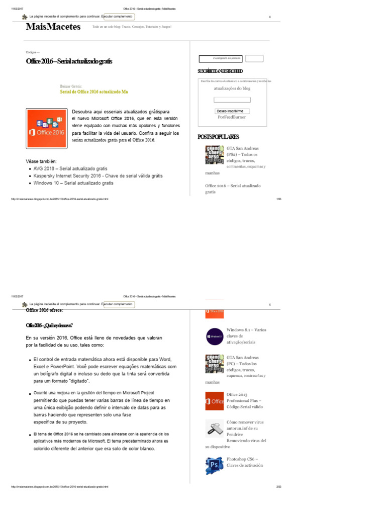 Office 2016 - Serial Actualizado Gratis - MásTrucos | PDF | Microsoft Office | Microsoft