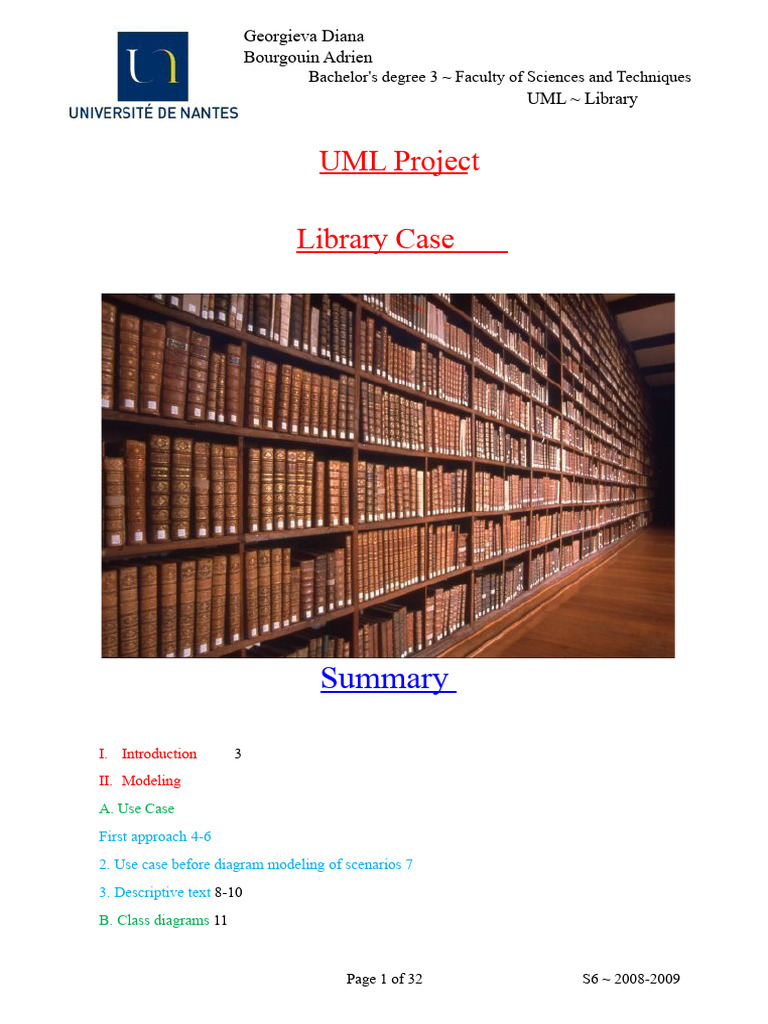 Project Report Library Management | PDF | Use Case | Unified Modeling ...
