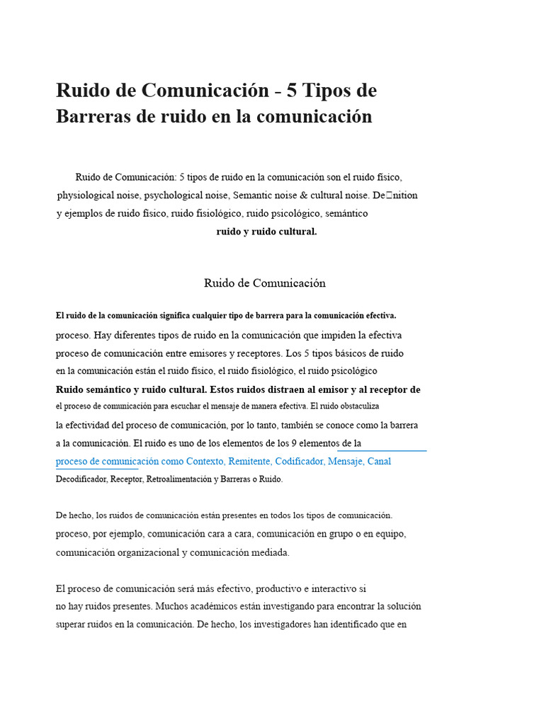 5 Tipos de Ruido en la Comunicación | PDF | Comunicación | ruido