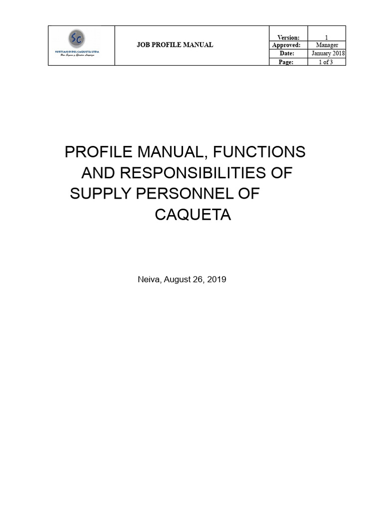 Functions Manual - Job Profile of General Worker | PDF | Occupational ...