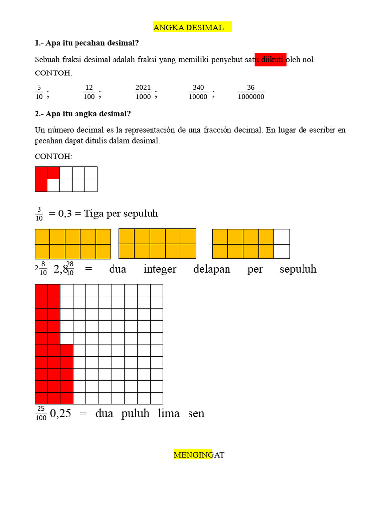 Panduan Lengkap Angka Desimal dan Pecahan | PDF