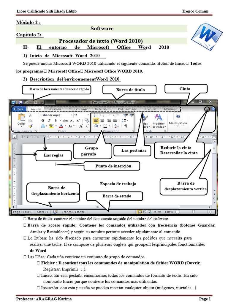 Guía de Microsoft Word 2010: Funciones Clave | PDF | Microsoft Word ...