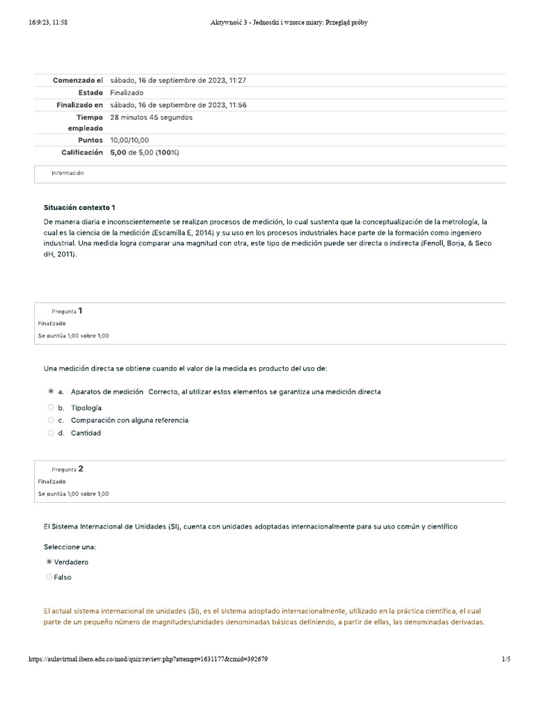 Aktywność 3 - Jednostki I Wzorce Miary - Przegląd Próby | PDF