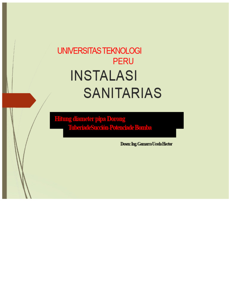 Perhitungan Diameter Pipa Pompa Air | PDF